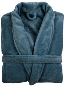 Modrý župan z mikroplyše velikost L/XL Cosy – Tiseco Home Studio