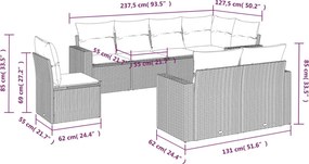 8dílná zahradní sedací souprava s poduškami šedá polyratan 3251577
