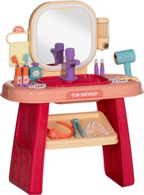 Dětský toaletní stolek AIYAPLAY 23 dílů, S make-up zrcadlem LED, světlem a hudbou, pro děti 3-6 let, růžový