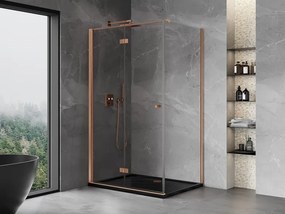 Mexen Mist-F T, 1-křídlý ​​skládací sprchový kout levý 120 x 70 cm, průhledný, broušená měď - 8A6T-120-070-65-00-L