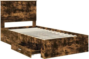 Rám postele s čelo Kouřový dub 100 x 200 cm Kompozitní dřevo 3411345