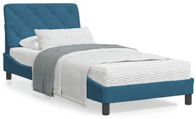 Rám postele s čelem modrý 80 x 200 cm samet