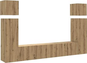 Sada 8 kusů nástěnné TV skříňka dub artisan kompozitní dřevo 3329010