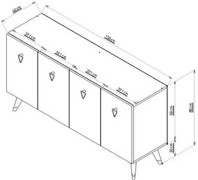 Skříňka Bare Anthracite and Gold