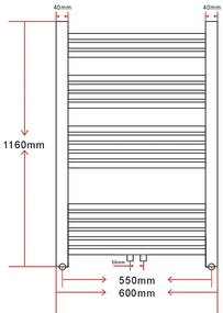 vidaXL Žebříkový radiátor obloukový, ústřední topení 600 x 1160 mm boční a střední přípojka