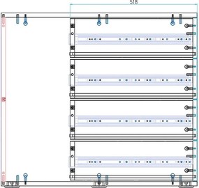 Kancelářský přístavný kontejner BLOCK, 400 x 800 x 710 mm, 4 zásuvky, dub přírodní