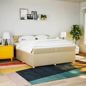 Box spring postel s matrací krémová 200x200 cm textil 3289875