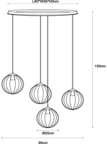 Lucide 45493/04/33 - Lustr na lanku MONSARAZ 4xE27/40W/230V