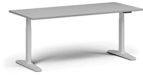 Výškově nastavitelný stůl, elektrický, 675-1325 mm, deska 1800x800 mm, bílá podnož, šedá