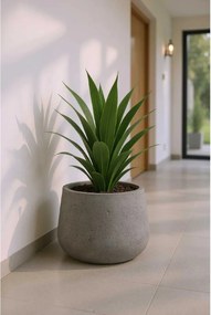 Květináč GIRAR, sklolaminát, výška 27 cm, tmavě šedá