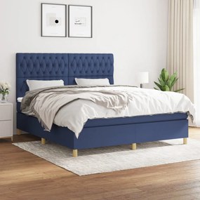 Box spring postel s matrací modrá 180x200 cm textil,  3142599