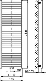 Aqualine TONDI 450 x 1330 mm DT476T otopné těleso černé matné