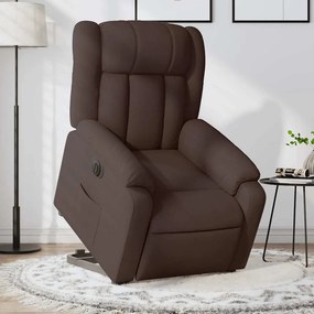 Elektrické zvedací polohovací křeslo tmavě hnědé textil 3205345