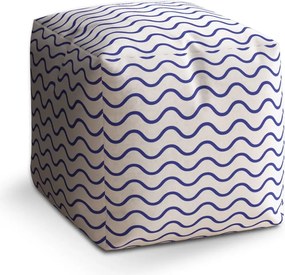 Sablio Taburet Cube Modré vlnky - 50x50x50 cm