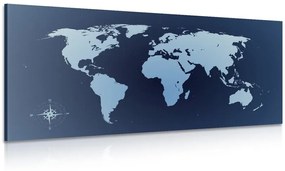 Obraz mapa světa v odstínech modré - 120x60 cm