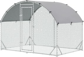 PawHut kurník pro volný chov kuřat z oceli, 280 x 190 x 197 cm, klec pro kuřata s krytem odolným proti UV záření, dvířka, výběh pro 4-6 kuřat, malá z…