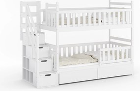 Rkids | Patrová postel se schůdky Rino 90x200 Bílá