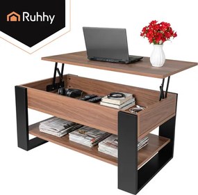 Konferenční stolek Ruhhy 92 x 51 cm se zvedací deskou, úložným prostorem a policí