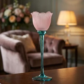 Svícen Julietta 27 cm modrý/růžový