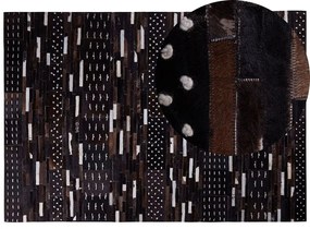 Kožený patchworkový koberec 160 x 230 cm hnědý AKSEKI Beliani