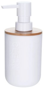 Bílý zásobník na tekuté mýdlo s bambusovým víčkem