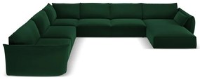 Tmavě zelená sametová rohová pohovka (levý roh/do "U") Vanda – Mazzini Sofas