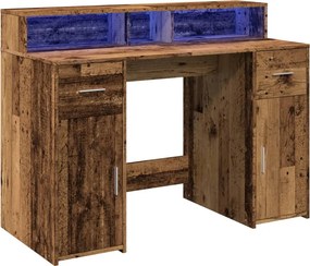Psací stůl s LED světly old wood 120x55x91 cm kompozitní dřevo 3309418