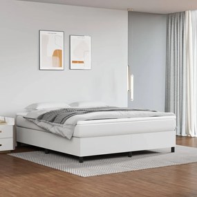 Box spring postel s matrací bílá 160x200 cm umělá kůže
