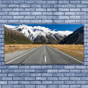 akrylový obraz Cesta Hory Sníh Krajina 120x60 cm