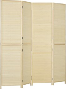 HOMCOM Bambusový paravan do interiéru 4 panely 180 x 180 cm - Přenosný paravan | Aosom