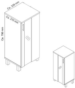 Koupelnová boční skříňka Porto, dub sonoma/bílá