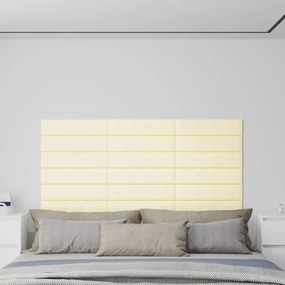 vidaXL Nástěnné panely 12 ks 60 x 15 cm umělá kůže 1,08 m² [343981] Barva: krémová