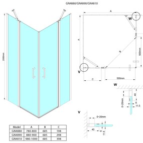 Gelco Gelco, LORO čtvercová sprchová zástěna 900x900 mm, rohový vstup, GN4890-01