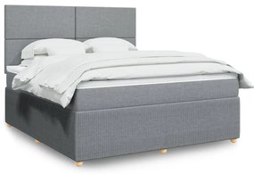 Box spring postel s matrací světle šedá 180 x 200 cm textil