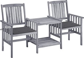 vidaXL Zahradní židle s čajovým stolkem a poduškami masivní akácie [3061307] Barva: antracitová