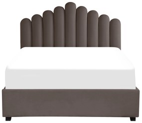 Sametová postel s úložným prostorem 140 x 200 cm šedá/béžová VINCENNES Beliani