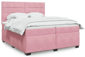 Box spring postel s matrací růžová 200x200 cm samet 3293307