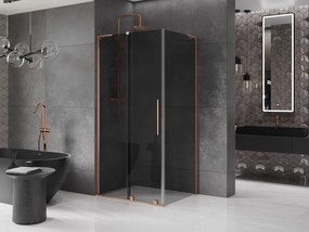 Mexen Velar L, sprchový kout s posuvnými dveřmi 110 x 80 cm, 8mm šedé sklo, měděná matná, 871-110-080-43-65