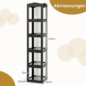 Costway 360° Otočná police na knihy Skládací Stojací police – 36,5 × 36 × 174 cm
