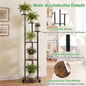 Costway 6-Tier stojan na rostliny s LED osvětlením a kolečky Stojan na květiny