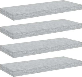 Plovoucí nástěnné police 4 ks betonově šedé 60x23,5x3,8 cm MDF 326599