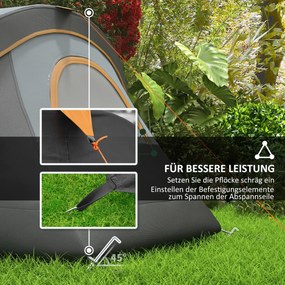 Kempinkový stan pro 5-6 osob, rodinný stan, přenosná taška, 4,55x2,2x1,8m, světle šedý/černý