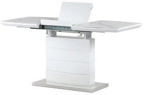 AUTRONIC Jídelní stůl 110+40x70 cm, keramická deska bílý mramor, MDF, bílý matný lak