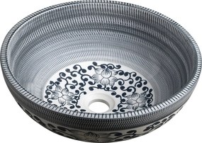 Sapho Sapho, PRIORI keramické umyvadlo na desku Ø 41 cm, modrá se vzorem, PI036