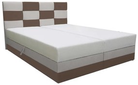 Manželská postel 160 cm Boxspring Marion Comfort (hnědá + světle šedá) (s roštem a matrací). 1056247