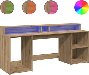 Psací stůl s LED dub artisan 200 x 55 x 91 cm kompozitní dřevo 3309446