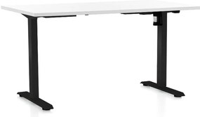 Výškově nastavitelný stůl OfficeTech A, 120 x 80 cm, černá podnož, bílá