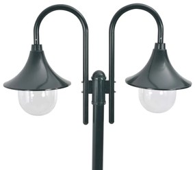 vidaXL Zahradní sloupová lampa 2 ramena E27 220 cm hliník tmavě zelená