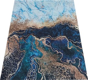 DY Modrý koberec s abstraktním vzorem Horeca-New 111 Rozměr: 60x100 cm