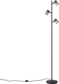Moderní stojací lampa černá s kouřovým sklem, 3 světla, otočná a sklopná - Gianni